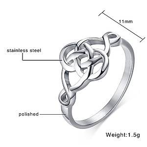 Jude Jewelers Stainless Steel Plain Classical Celtic Love Knot Ring (Silver, 6.5)