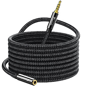 Ruaeoda Mic 3.5 Extension Cable 4 Pole 12ft, TRRS 3.5mm AUX Extension with Microphone Headphone Male to Female Stereo Audio Extension Cable Nylon Braided 3.5 Extension with Mic, Speakers