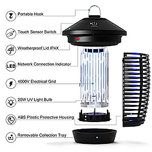 Bug Zapper Mosquito Killer Compatible with Alexa&Google Home, 4000V 20W Electric Fly Zapper Insect Killer, Mosquito Attractant Trap for Home Patio Indoor Outdoor Remote Control by Smartphone App