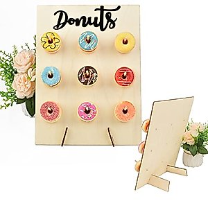 Tiandirenhe Donuts Stand, Wooden Donut Wall Mount, Donut Wall, Donut Holder, Can Be Used for Weddings, Birthdays, Parties, Anniversaries, Restaurants, Pastry Decoration (15.3x11.8 inch)