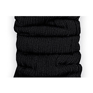 SERIMANEA Wool Knit Long Leg Warmers for Women and Girls, Warm and Comfortable, Black, Winter Ankle Cuffs, Medium Size, Max Circumference 14.5" and Calf Length 23.6"
