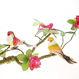 Hvogvok 12 Pcs Simulated Birds Ornament Beautiful Animal Bird Decor Animal Statues Tree Lawn Home Garden Decoration