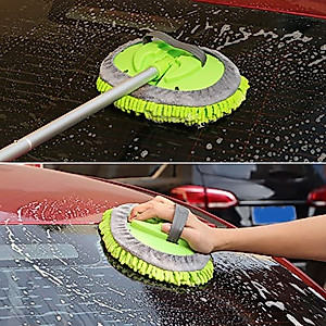 OCR 62" Car Wash Brush with Long Handle, Chenille Microfiber Car Wash Mop, Car Wash Mop with Detachable Pole, Windshield Squeegee, Wheel Brush, Car Cleaning Supplies Kit for Truck, RVs, Pickups