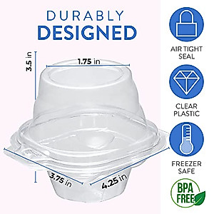 Individual Cupcake Containers (50 Pack) | Clear Plastic Disposable Cupcake Boxes/Holders | Single Cupcake Holder with Dome Lid Bulk | BPA-Free Plastic Cupcake Muffin Container Carrier Boxes to Go