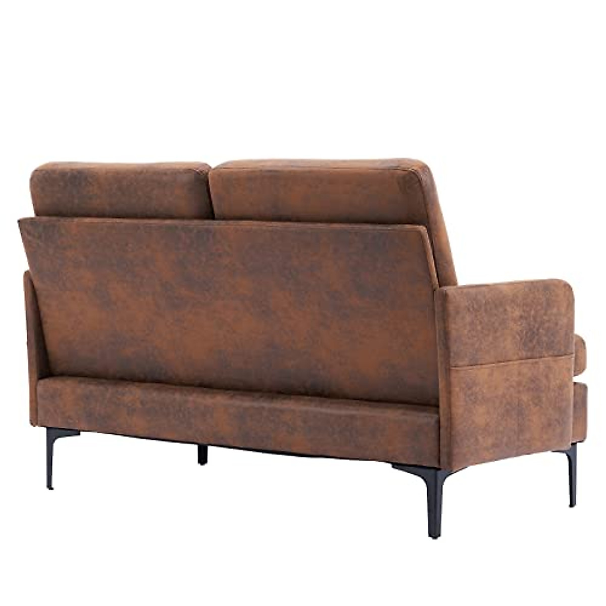 TehRecBT Loveseat Sofa,Upholstered Two-Person Small Couch with Metal Legs,Modern Mid Century Living Room Lounge Chair Two-Seat Sofa for Small Spaces for Living Room, Bedroom (Loveseat,Brown)