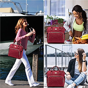 Artelaris Lunch Bags for Women, Insulated Lunch Bag, Large Leak Proof Lunch Cooler Bag, Lunch Tote Bag for Work, Meal Prep Lunch Box for Women, Red and Grey