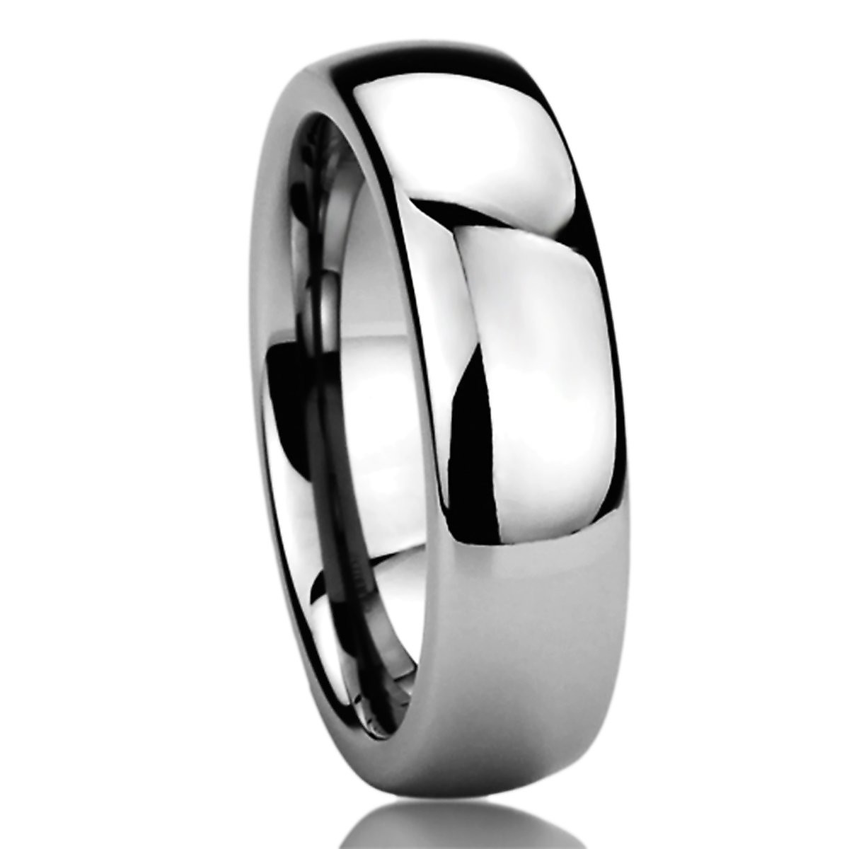 Prime Pristine Free Engraving Personalized Stainless Steel Wedding Band Ring 6MM High Polished Classy Domed Ring SZ:7