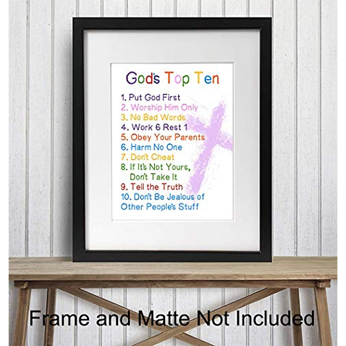 The Ten Commandments - 8x10 Christian Religious Scripture, Bible Verse Wall Art - Kids Wall Decor, Kids Bedroom Decor, Kids Wall Art - Gift For Child, Boys, Girls Room, Nursery - Unframed Poster Print