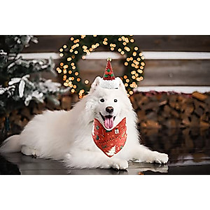 Vehomy Dog Christmas Costume - Christmas Dog Cat Tutu Skirt with Bell and Bow Tie Pet Xmas Hat Hairpin and Christmas Dog Bandanas Puppy Kitty Xmas Accessories for Cats Small Medium Dogs 5Pcs