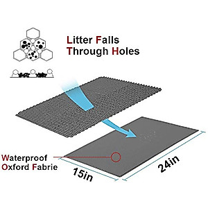 Pieviev Cat Litter Mat Double Layer Waterproof Urine Proof Trapping Mat 1 Pack (Black, 24x15 Inch (Pack of 1))