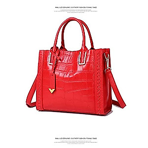 AIWendy Purses for Women Shoulder Handbag Top Handle Hobo Tote Bags, Genuine Leather (Red)