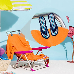 PERFORMORE Flip Flop Beach Towel Clips (Blue Strap), 2-Pack, Portable Towel Holder Clips, Secure Clips for Beach Chairs Deck Patio Pool Boat Cruise Lounge Chair Accessories
