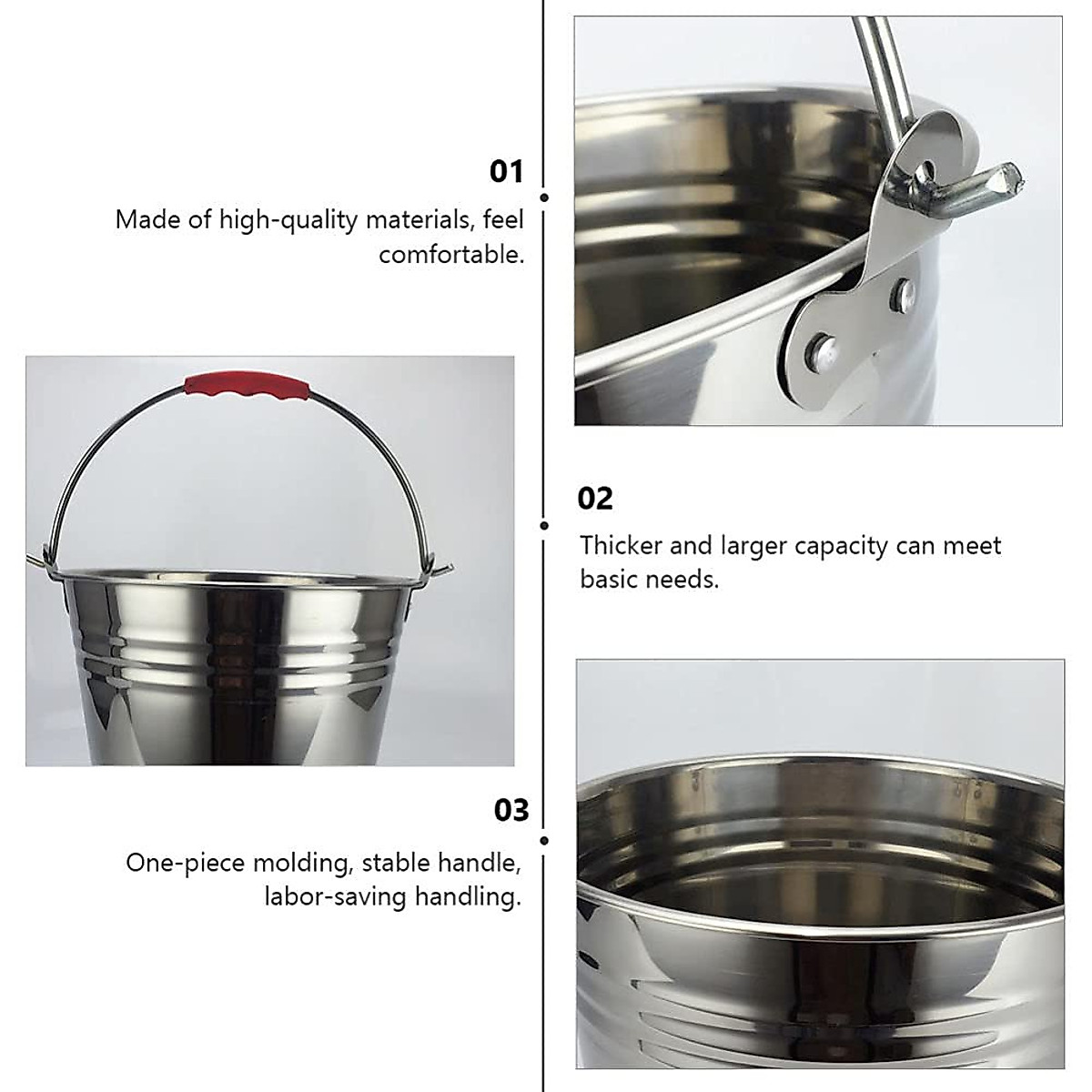 Hemoton Metal Bucket with Lid, Stainless Steel Milk Pail Bucket with Lid+ Handle, Durable Bucket for Heavy Loads, Compost, Milk Pail