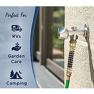 Morvat Brass Garden Hose Kink Protector, Hose Extension, Water Hose Adapter, Outdoor Faucet Extender, Standard 3/4'' Threading, 2 Pack, Includes 4 Rubber Washers and Tape