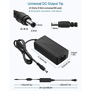 ALITOVE DC 12V 5A Power Supply Adapter Converter Transformer AC 100-240V Input with 5.5x2.5mm DC Output Jack for 5050 3528 LED Strip Module Light