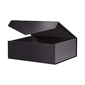 BLK&WH Gift Box 11.5x8.1x3.8 Inches, Black Gift Box with Lid, Large Gift Box, Magnetic Gift Box, Groomsman Box (Matte Black)