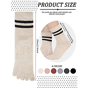 Zhanmai 6 Pairs Women Toe Socks Cotton Five Toe Socks for Running Toe Separator Socks Breathable Athletic Sock for Women Men (Multicolor)