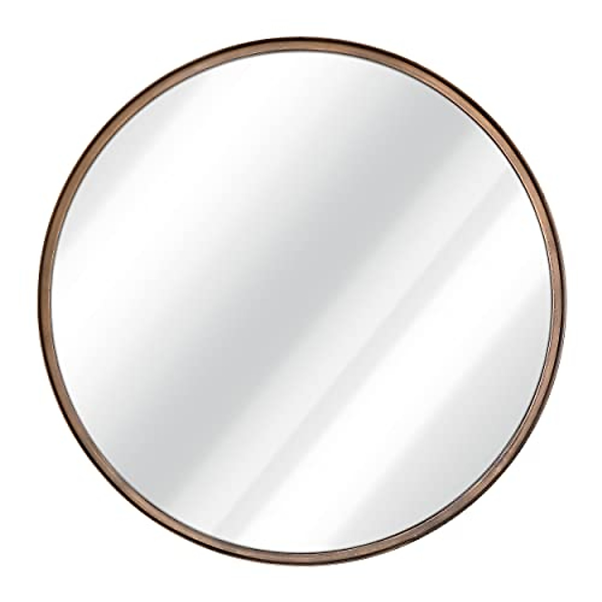 HBCY Creations Large Round Mirror, 27.5 inch Brushed Bronze Wall Mirror with Handcrafted Oil Rubbed Frame, Metal Framed Decorative Hanging Mirror for Both Rustic and Boho Design and Decor