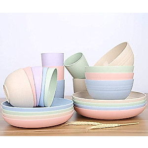 Unbreakable reusable mini Bowls Eco-Friendly Wheat Straw Dinner/Dessert/Salad Bowls Lightweight Noodle Bowl,Dishwasher & Microwave Safe bowls sets 4 Pieces (4.7')