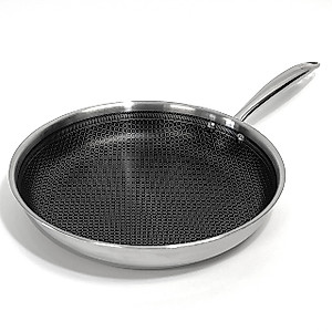 Lexi Home Tri-ply 12" Stainless Steel Scratch Resistant Nonstick Frying Pan