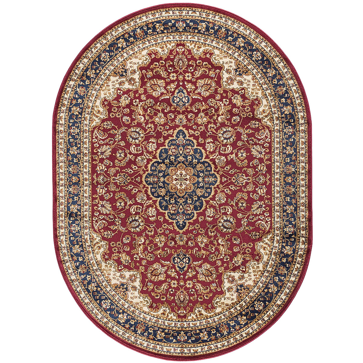 Kirsten Traditional Oriental Red Oval Area Rug, 5' x 7' Oval