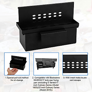 Rear Grease Catcher for Blackstone Griddle 36''/28''/22''/17'', Innovative Pull-out Grease Gate Large Capacity Drip Pans Grease Trap Upgrade Integrated Drainage Funnel Cup for Blackstone Accessories