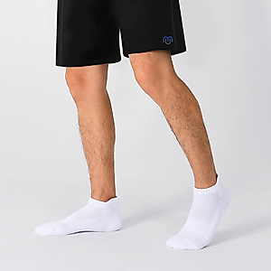 Closemate Ankle Athletic Running Socks 7 Pairs Low Cut Wicking Sport Cushion Tab Socks for Men and Women (7White, Size L)