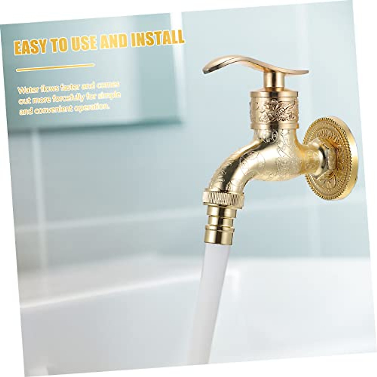 Faucet, 2 Pcs Antique Faucet Faucets for Bath Sinks Bathtub Faucet Wall Mount Bathtub Faucet Wall Mounted Water Bathroom Vanity Faucets Cold Sink Faucet Retro Kitchen Faucet V-intage Faucet (Color :
