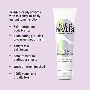 Isle of Paradise Disco Tan Instant Body Bronzer - Illuminating, Skin Perfecting, Wash-Off Bronzer, Vegan and Cruelty Free, 5.07 Fl Oz
