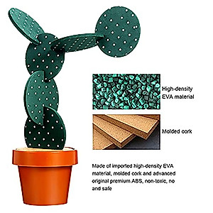 Coasters Cactus Set of 6 DIY Funny Coasters for Drinks with Flowerpot Holder,Novelty Coasters Cactus Gifts for Bar Home Decor (Green with Point) Coffee Table