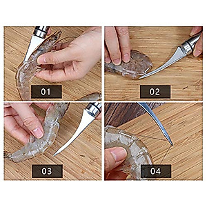WOIWO 1 PCS Stainless Steel Shrimp Opener to Remove Shrimp Line Knife Cleaning Shrimp Line Profile Fish Belly Knife Shrimp Opener Shrimp Stripper Kitchen Tools