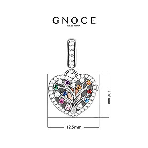 GNOCE Tree of Life Charm Pendant 925 Sterling Silver My Heart Will Go On Engravble Dangle Charm for Bracelet/Necklace Charm Gifts For Family