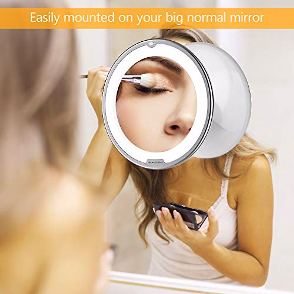 Beautural 10X Magnifying Makeup Mirror with LED Lights, Lighted Magnifying Vanity Makeup Mirror for Home Tabletop Bathroom Shower Travel, 360 Degree Rotation, Powerful Suction Cup