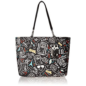 Karl Lagerfeld Paris womens Adele TOTE, Black/Orange, One Size US
