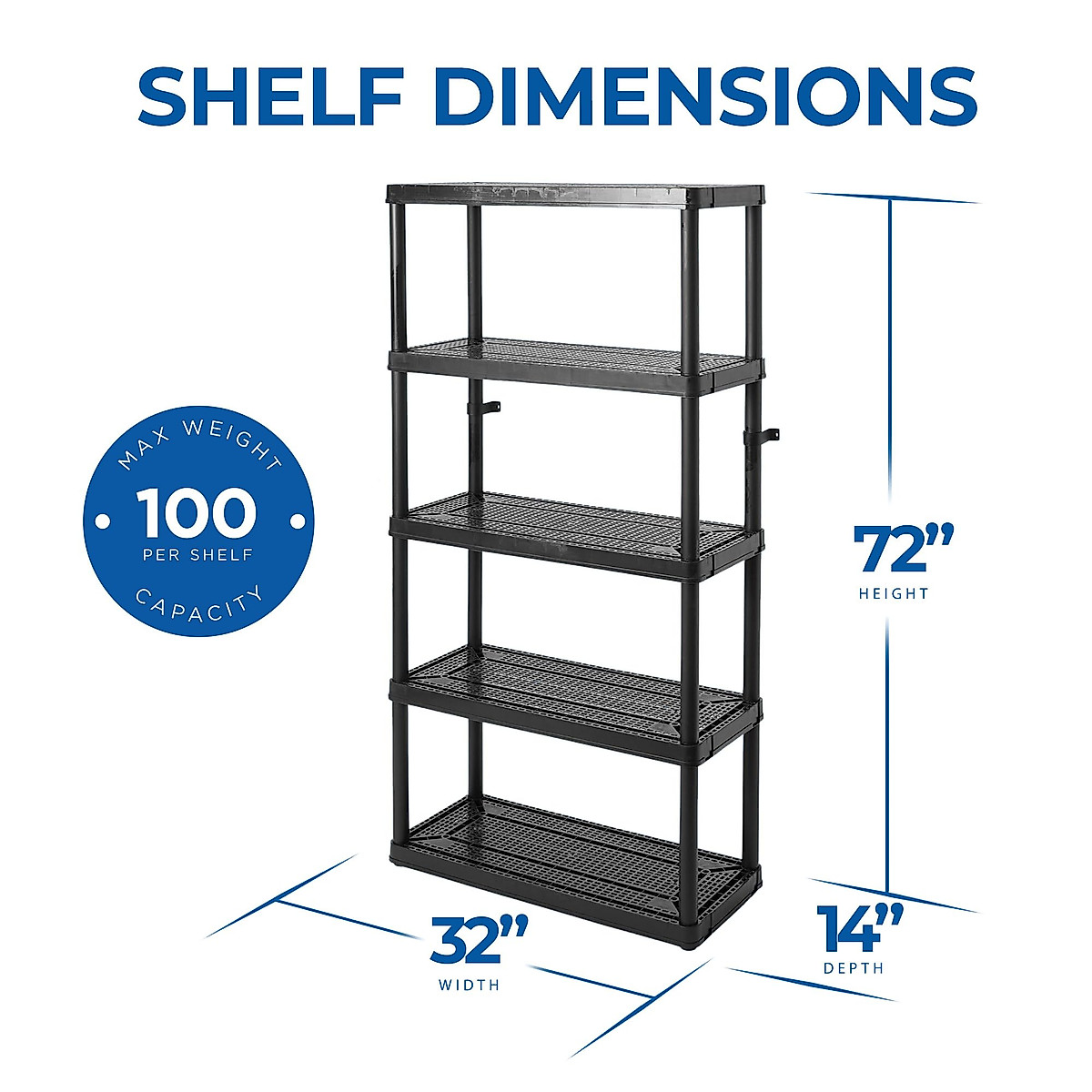 Gracious Living 5 Shelf Fixed Height Ventilated Medium Duty Storage Unit Organizer System for Home, Garage, Basement, and Laundry, Black (2 Pack)