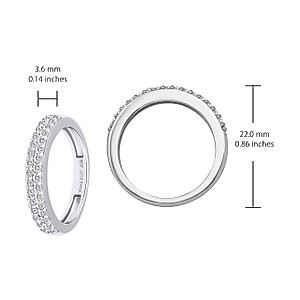 Hoops & Loops Sterling Silver Cubic Zirconia 2-row Round-cut Eternity Band Ring