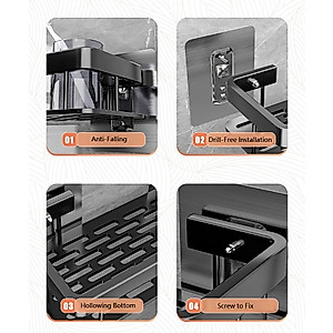 Fullplus Bathroom Organizer No Drilling Wall Shelf for Shampoo 2-Tier Vanity Tray Corner Shelf for Makeup Cosmetic with Soap Dish