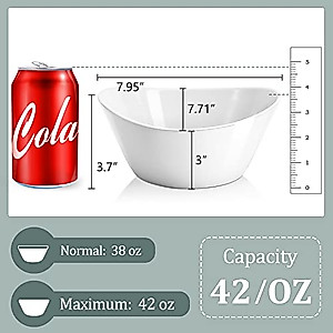 Yedio Salad Bowls Set, 40 Ounces Porcelain Serving Bowls for Kitchen, Large White Bowls for Soup, Oatmeal, Pasta, Snacks, Set of 2, Microwave Dishwasher Safe