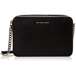 Michael Kors Women's Jet Set Crossbody Leather Bag, Black, Large