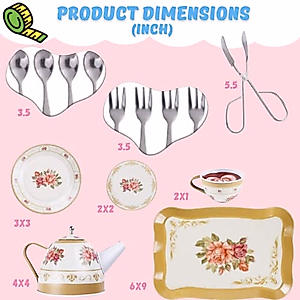 Tea Set for Little Girls Toys for 3-5 Years Old Girls Pretend Play Kids Tea Party Set with Cake Stand, Desserts Fun Princess Tea Time with Dolls, Barbies Birthday Gift for Girls Toys Age 3+ Year Old