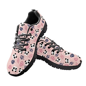 SYtrade Anime Panda Leaves Pink Women's Fashion Athletic Casual Shoes Breathable Lightweight Running Shoes for Women