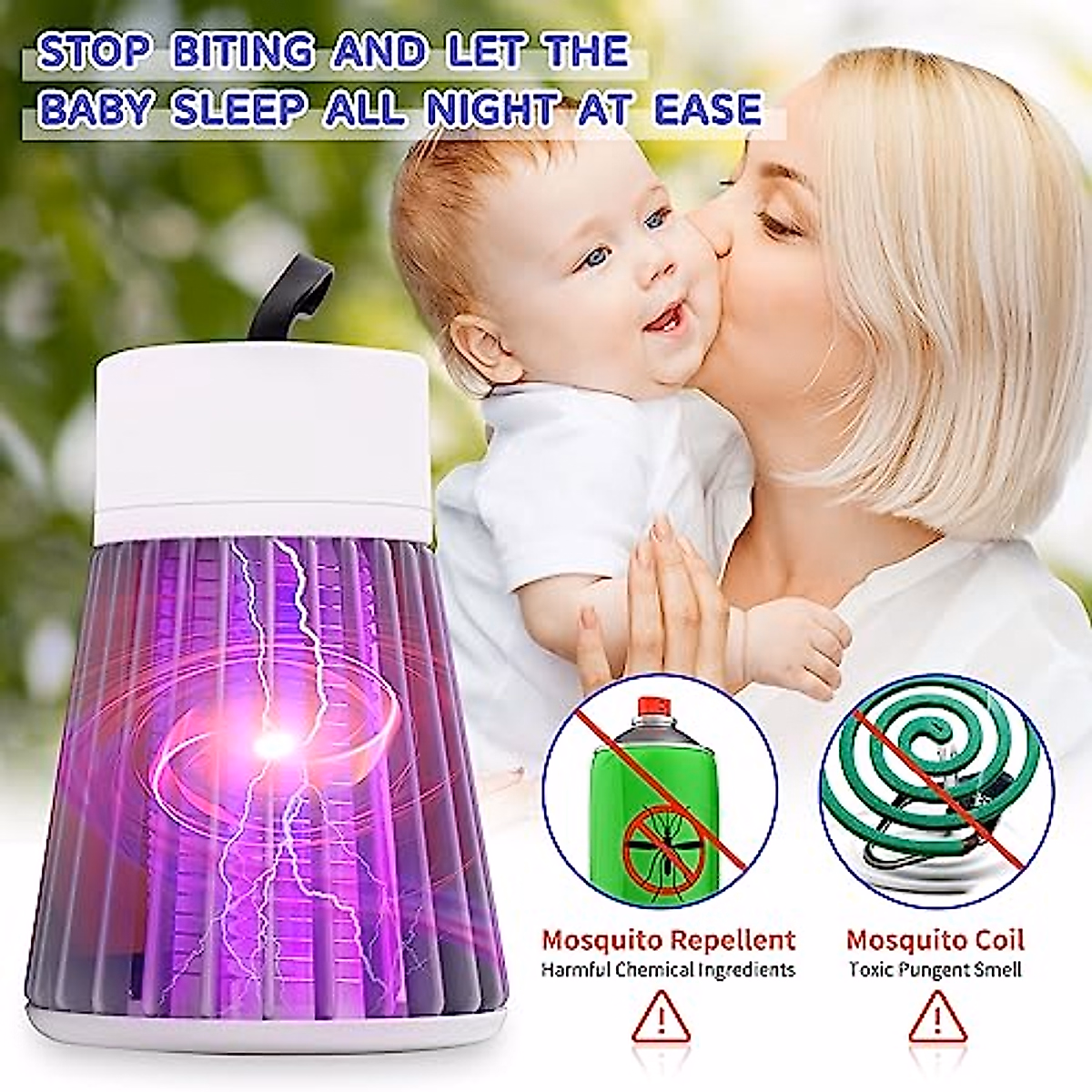 Bug Zapper Electric UV Insect Catcher Killer for Flies Fly Trap Lamp Mosquitoes,Gnats & Other Small to Large Flying Pests for Home, Kitchen,Garden,Patio,Camping & More with Plug (White)