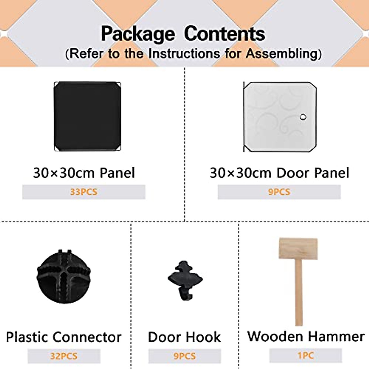 C&AHOME Cube Storage Organizer with Doors, 9-Cube Shelves, Closet Cabinet, DIY Plastic Modular Bookshelf, Storage Shelving Ideal for Bedroom, Living Room, 36.6”L x 12.4”W x 36.6”H Black USHS3009B-DOOR