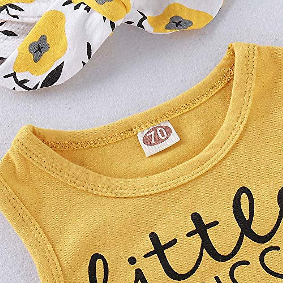 PigMaMa 3 Pcs Infant Baby Girl Sets Sleeveless Tank Tops Flower Pant Headband Outfits Toddler Clothes 18-24 Months