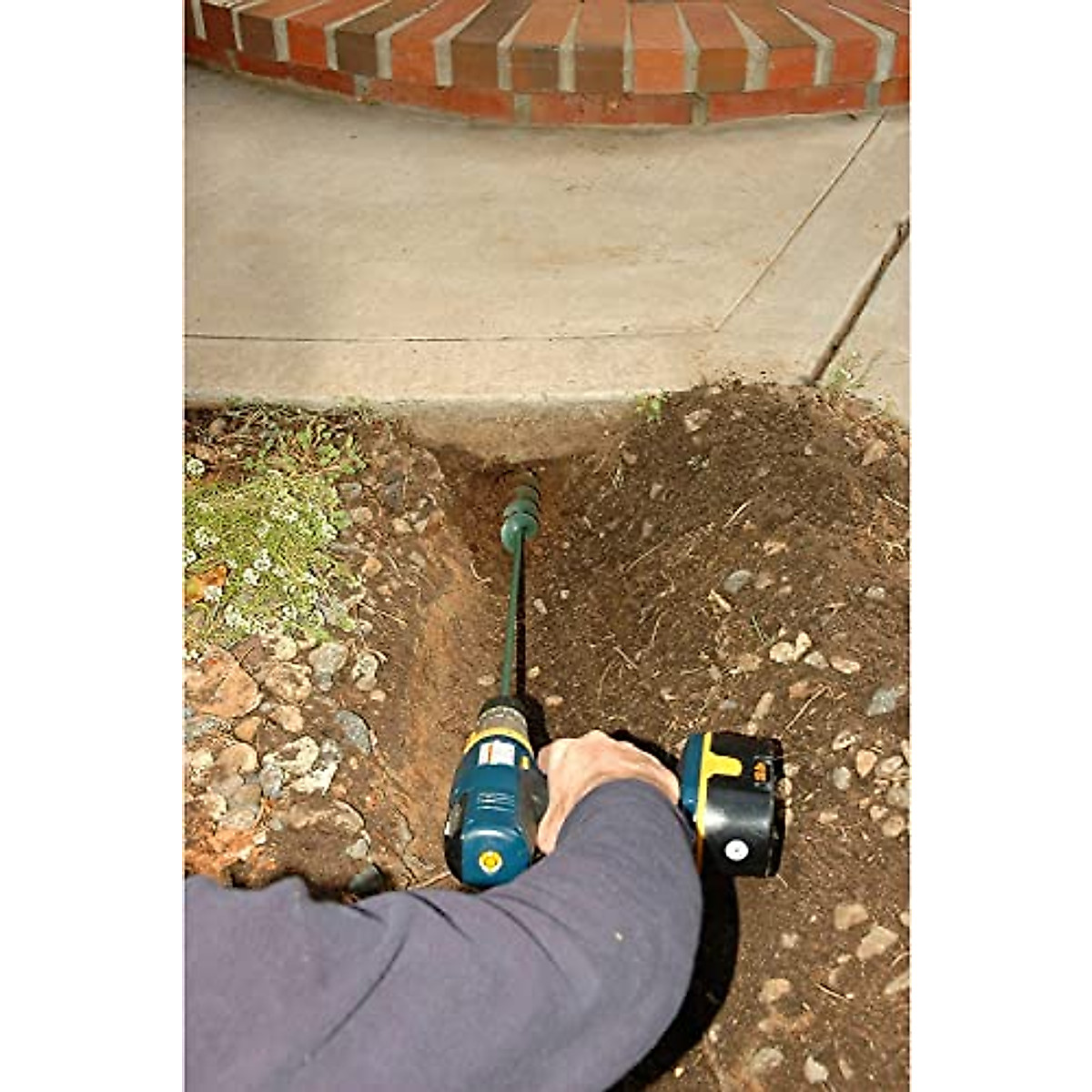 Yard Butler Roto Earth 30” Aerating Irrigating Planting Auger Drill Bit - Heavy Duty Electric Powered Device for Digging - Speed Garden Tool Attachment for Soil Digging