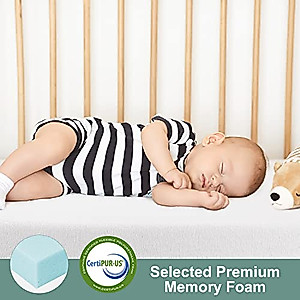 Crib Mattress Topper, Ferlizer 2.25 Inch Memory Foam Crib Mattress Topper with 100% Waterproof Bamboo Cover for Crib and Toddler Bed