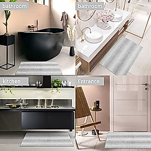Abilliongo Bath Mat, Gray Bath Rug for Bathroom Non Slip Bathroom Rug Machine Washable Plush Water Absorbent Bathroom Mat Rugs(20"×32")