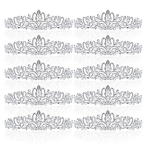 BBTO 10 Pcs Crystal Tiara and Crowns for Women Girls Princess Rhinestone Crown Queen Headband with Combs Bride Crown Tiara for Birthday Party Wedding Prom Hair Accessories(Silver)