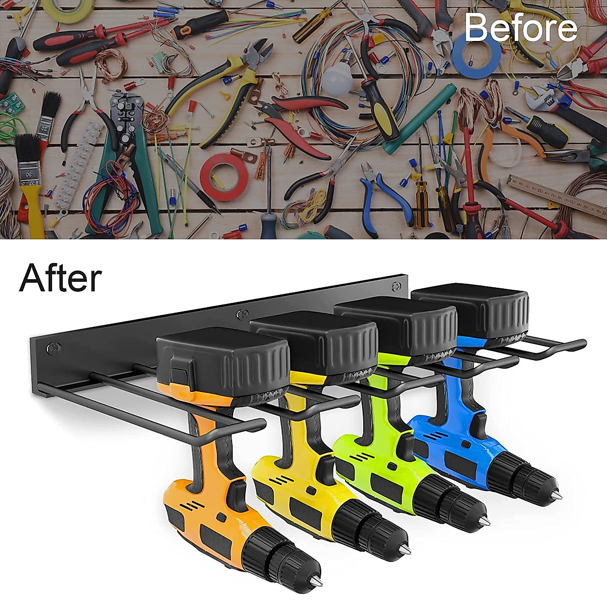 alitade Power Tool Organizer,2PCS Drill Holer Wall Mount Garage Power Tool Storage Rack for Handheld & Power Tools,Metal Drill Holder for Garage Warehouse Shed Shop