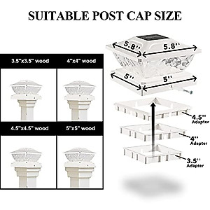 Solar Post Cap Lights Outdoor: 8 Pack Bright 2 Modes LED Solar Fence Deck Lights for 3.5x3.5 4x4 4.5x4.5 5x5 Wooden Posts, IP65 Waterproof Solar Powered Lights for Garden Porch Patio Step Decorations